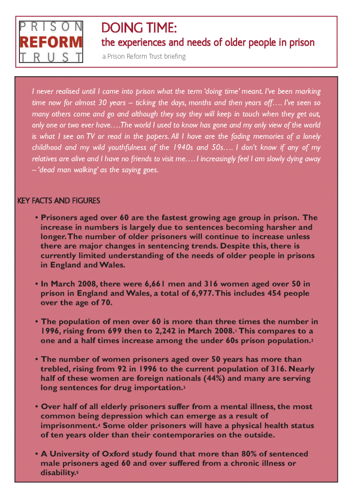 Doing Time: the experiences and needs of older people in prison ...